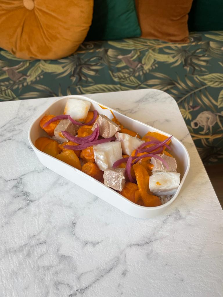 Mafé de poissons (cabillaud & thon) / légumes fondants / riz